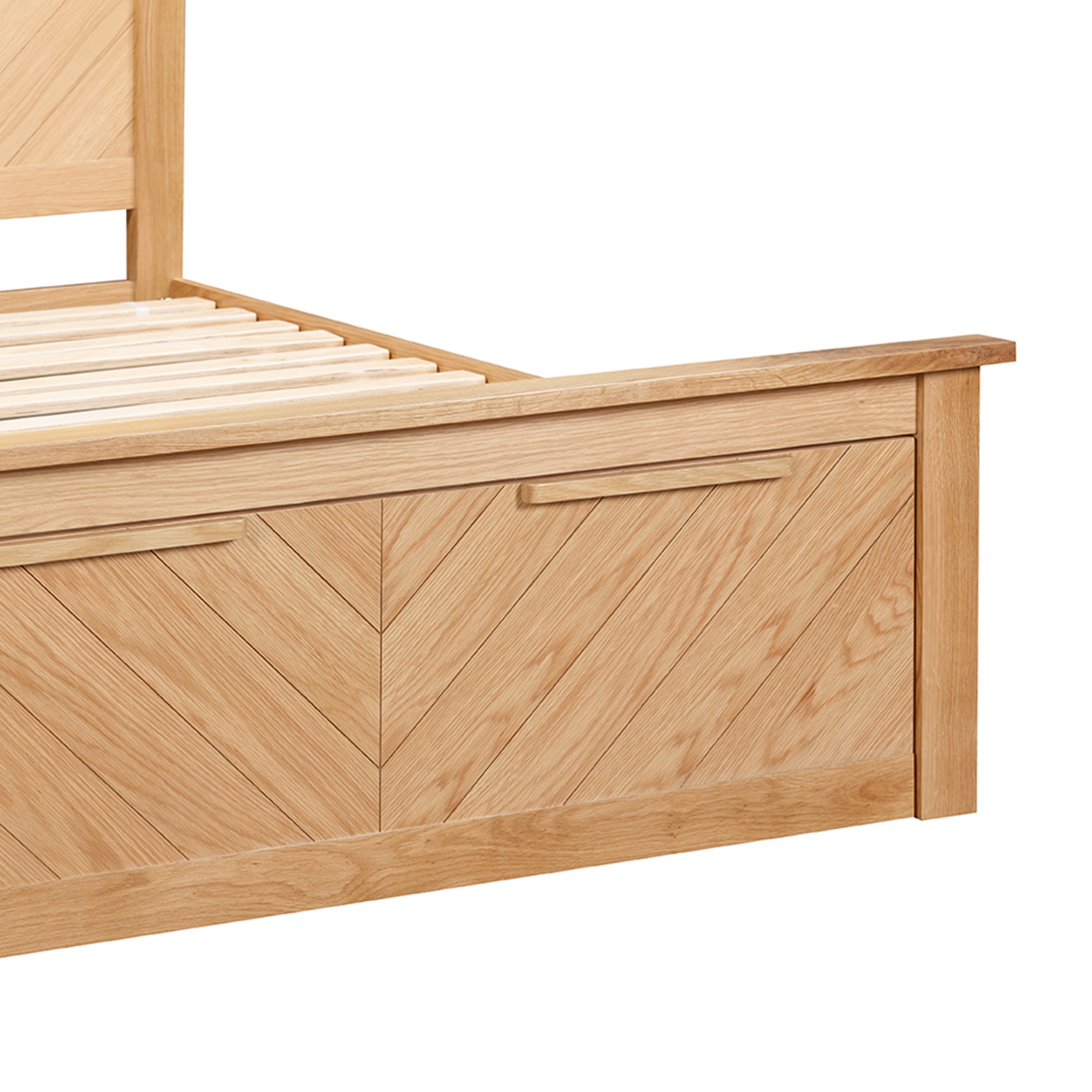 Chevron Oak Bedstead with Drawer – The Bed Post